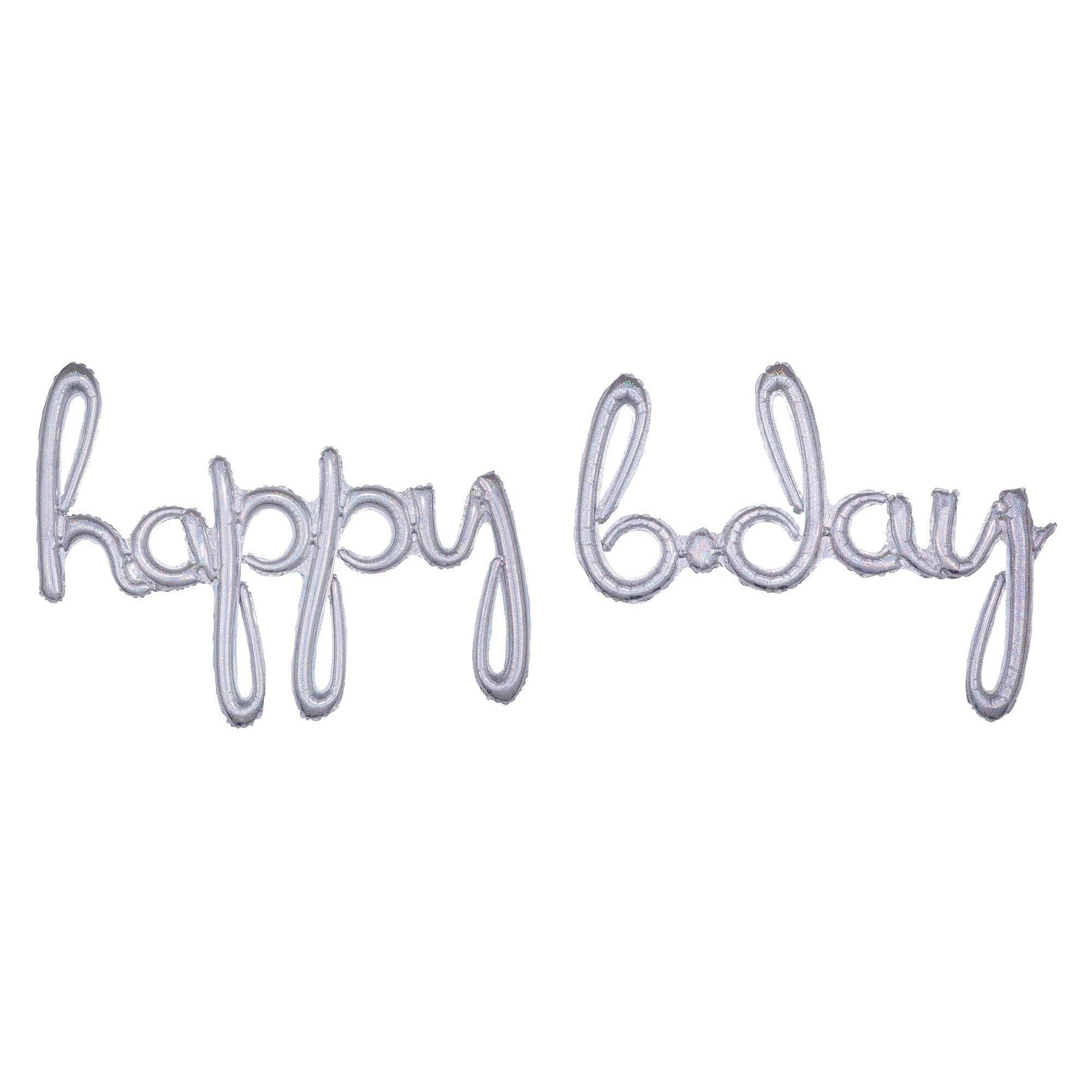 Balloon Script - Phrase "Happy Bday", Holographic – Party Stuff