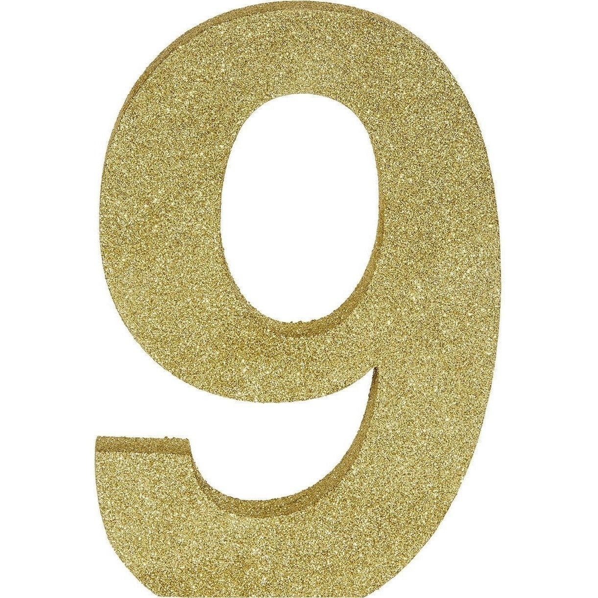 Glitter Gold Number 9 Sign – Party Stuff